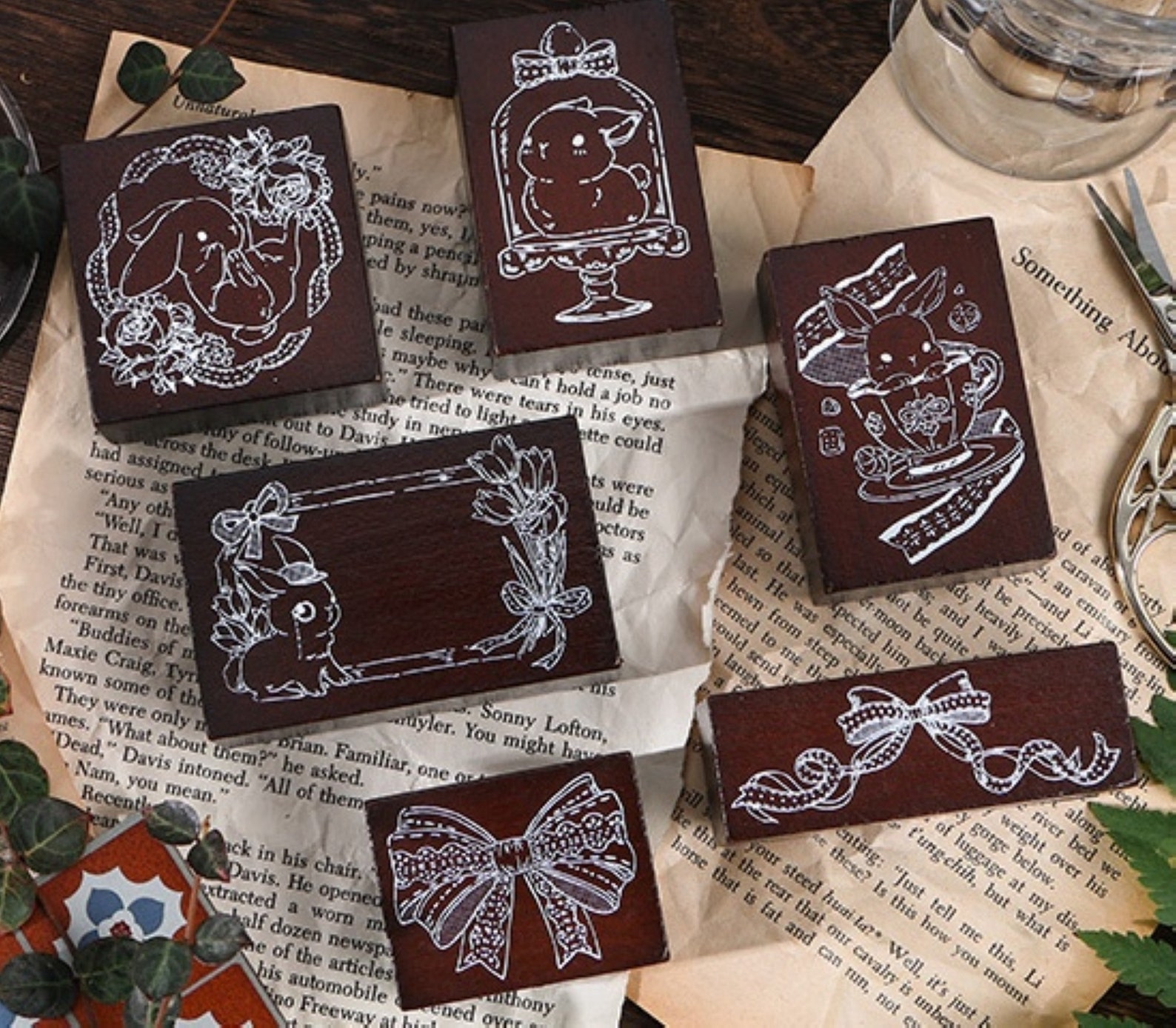 Cute Rabbits Stamp Bow Wreath Stamp for Cardmaking - Etsy