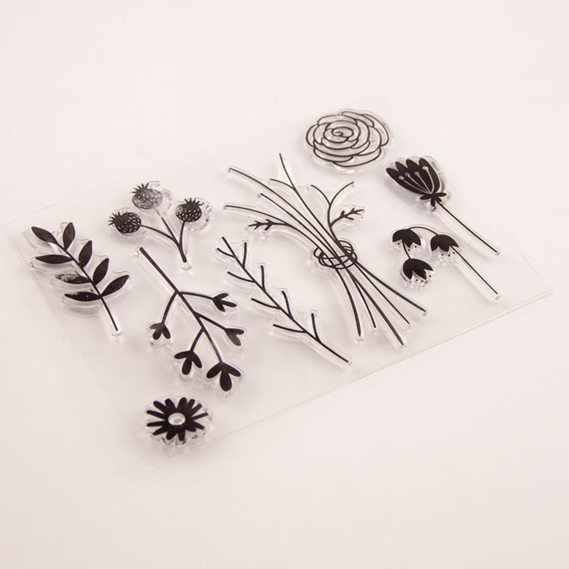 Clear Floral Stamps Set DIY Card Making Scrapbooking Bullet | Etsy