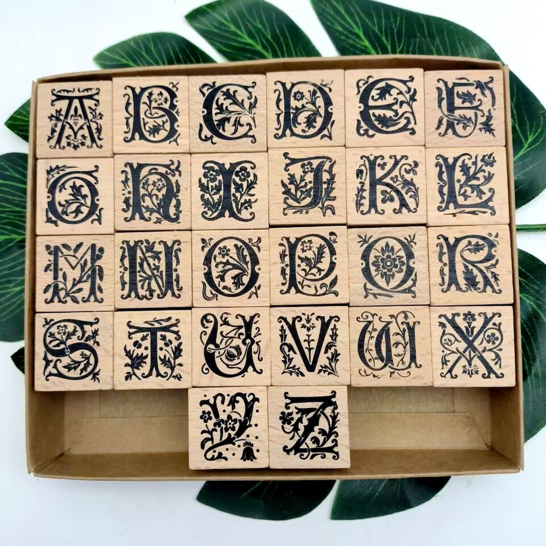 Pretty 26 Letters Stamp Alphabet Wooden Rubber Stamp for Card Making ...