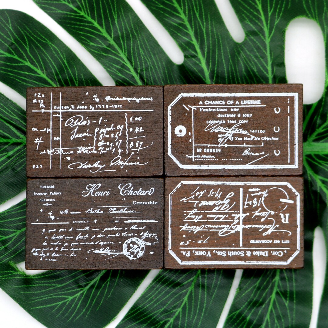 Retro Manuscript Stamp Vintage Wood Rubber Stamp for Card Making ...