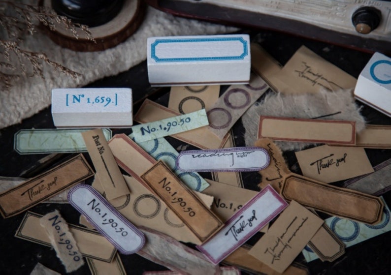 Simple Labels Stamp Tags Numbers Wood Rubber Stamps for - Etsy