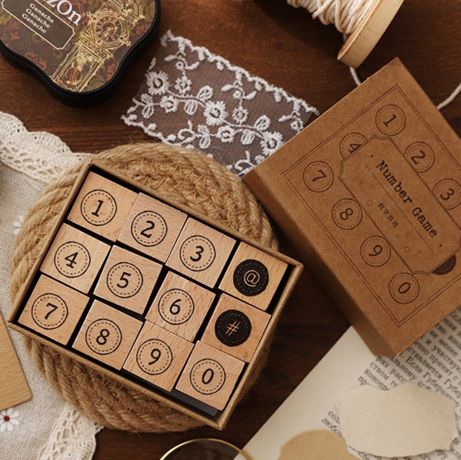 Cute Wooden Stamp Set Numbers Date Floral Star 6 Style for - Etsy