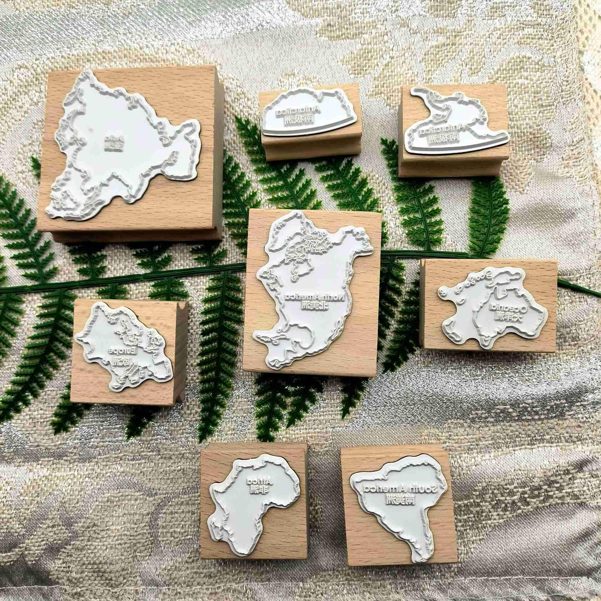 World Continent Map Wood Rubber Stamps: Scrapbooking DIY Set ...