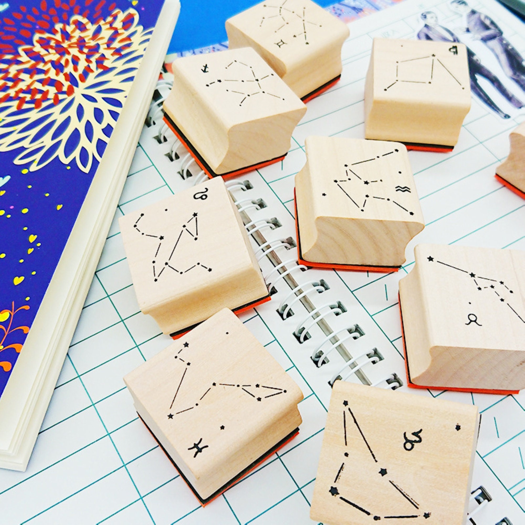 Constellation Rubber Stamp: Zodiac Sign Journal Stamps Card Making ...