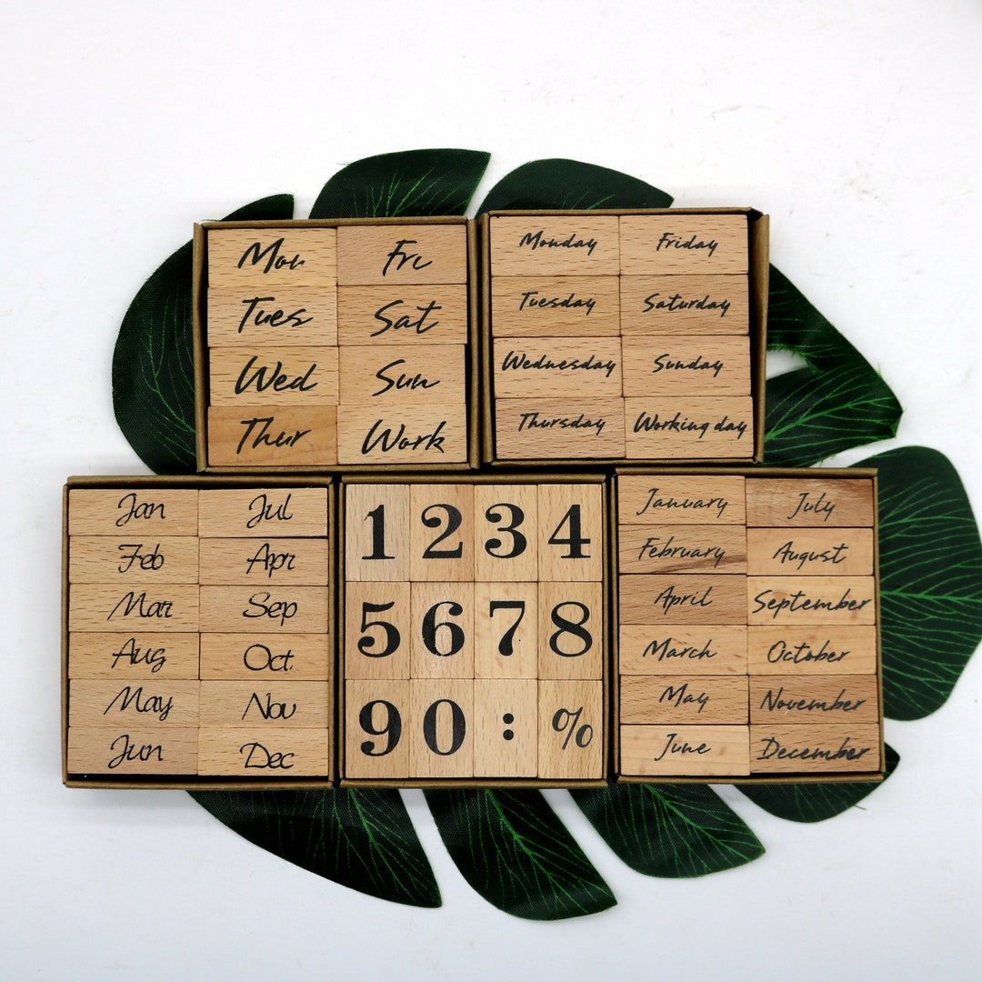 Planner Wooden Rubber Stamp Set Diary Note Journal Tool Month, Week ...