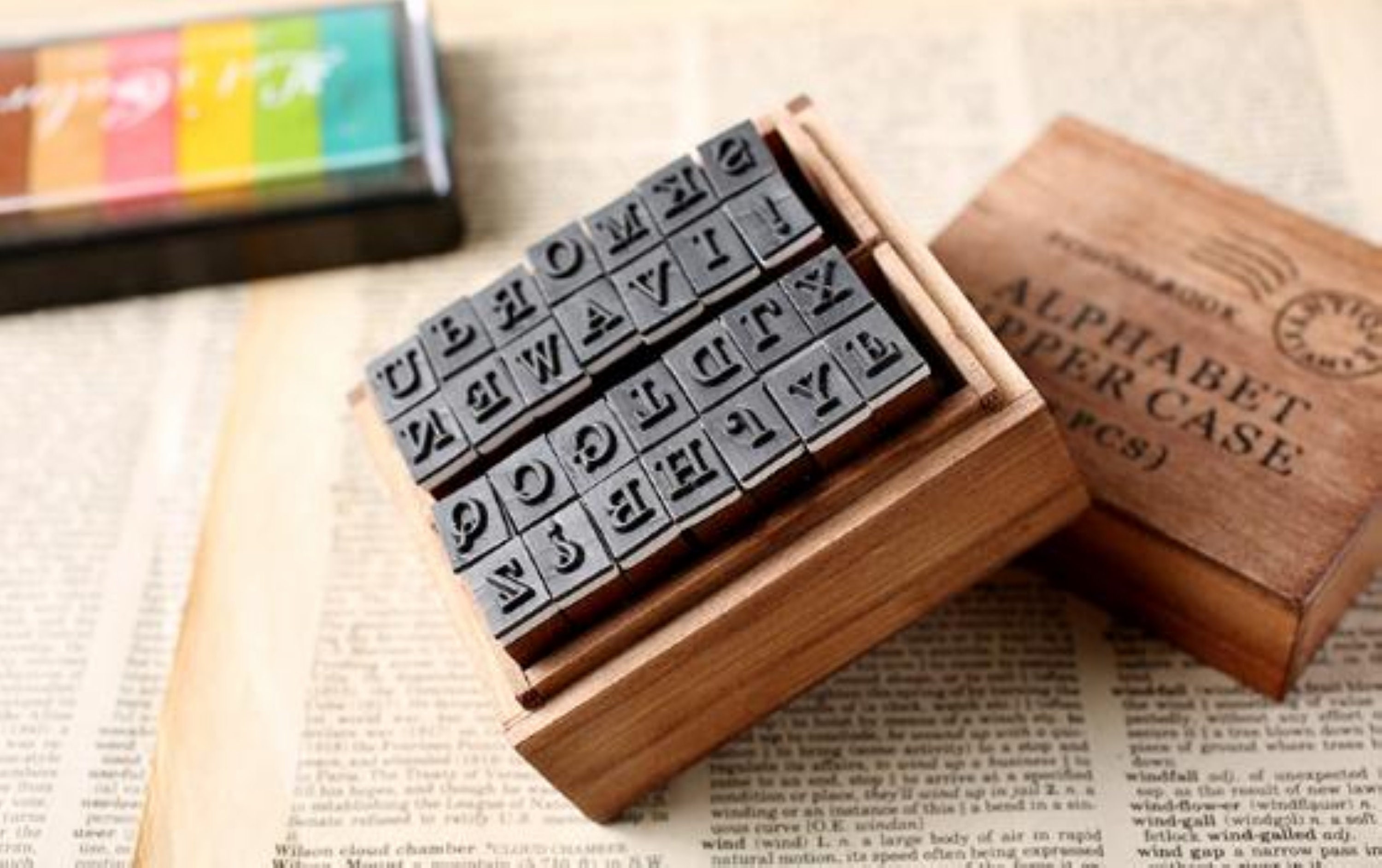 28 Pcs Rubber Alphabet Stamps Set Diary Stamps With Wood Box | Etsy