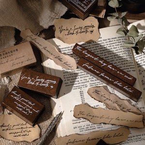 12 Style Vintage Wood Rubbe Stamp Postmark Seal Stamp for Card Making ...