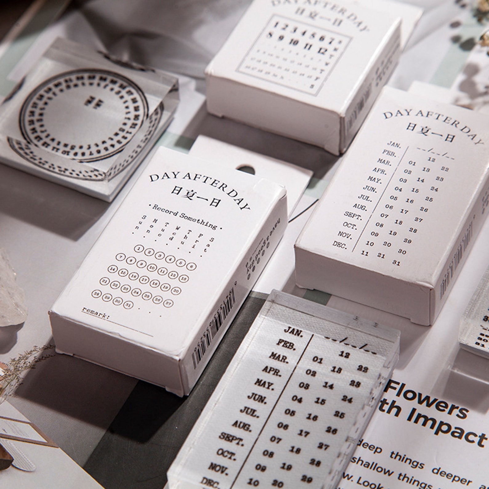 Calendar Clock in Stamp Week Month Date Stamp Planner Diary | Etsy