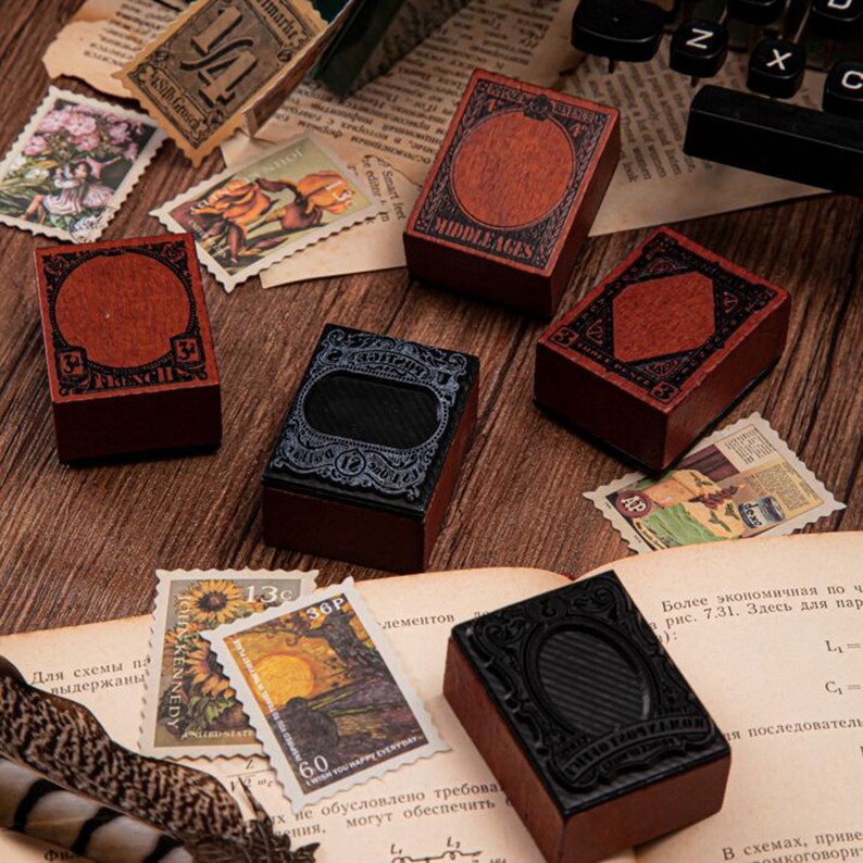 Retro Frame Border Stamp Vintage Postage Stamp Wood Rubber - Etsy