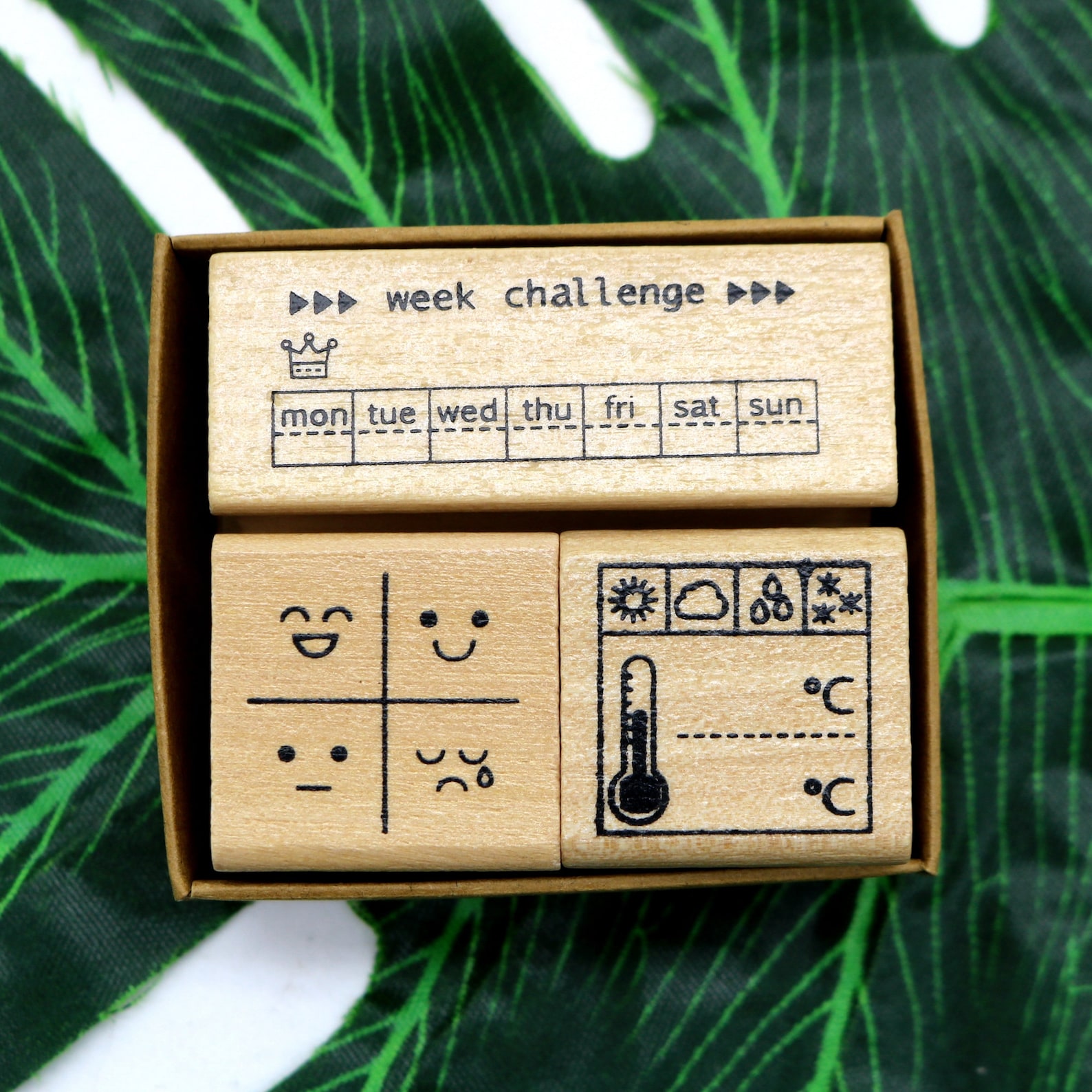 Planner Stamps: Weekly, Weather, Emoticon - Wooden Rubber Stamps - Etsy