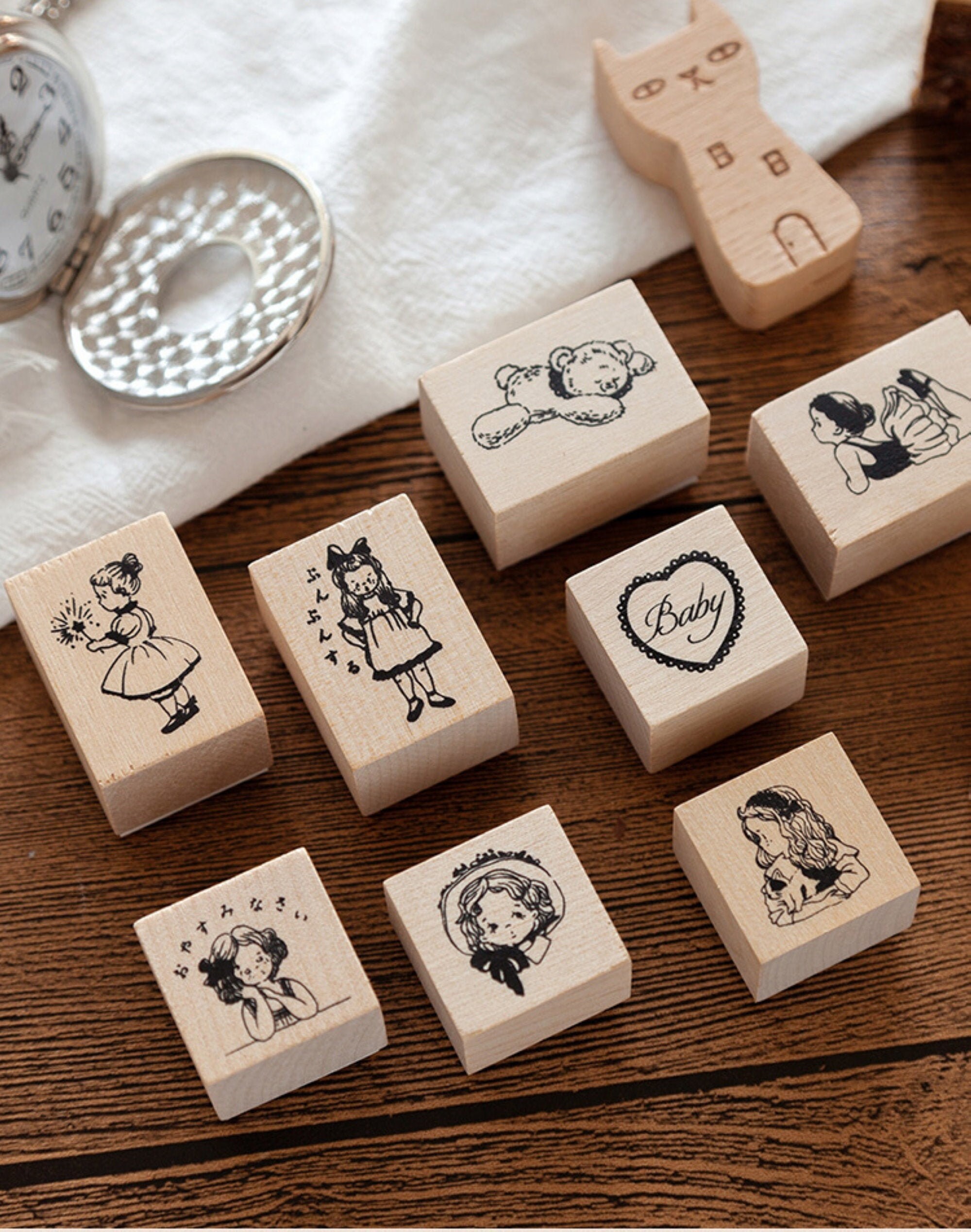 Cute Girl Diary Stamp Wooden Rubber Stamp Scrapbook Journal | Etsy