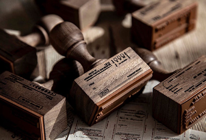 Vintage Ticket Wood Rubbe Stamp With Handle for Card Making | Etsy