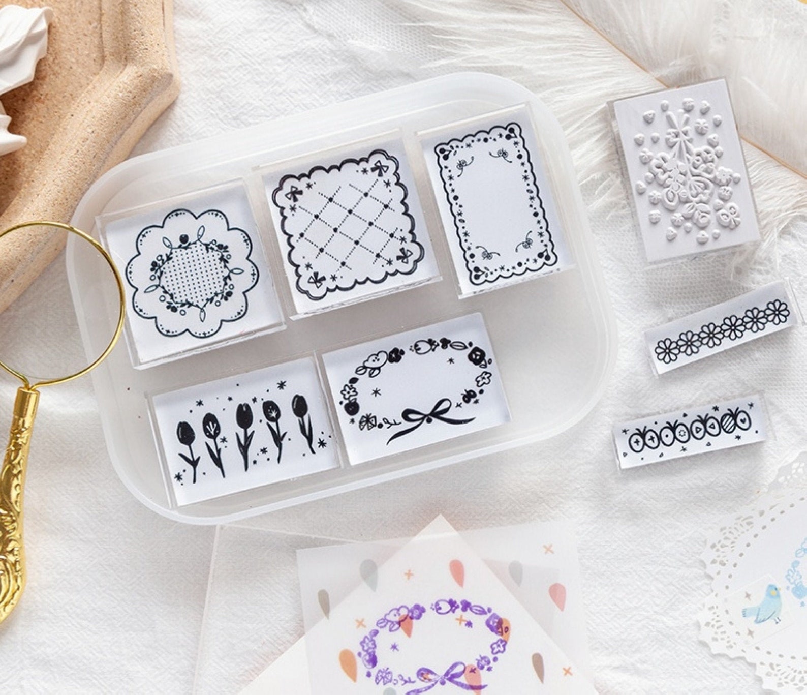 Clear Acrylic Lace Frame Stamp Message Stamp Card Making - Etsy