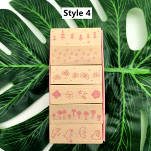 Wooden Rubbe Stamps Diary Planner Stamp Setfloralgeometry - Etsy