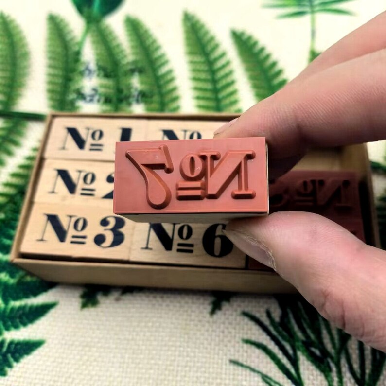 Vintage Number Rubber Stamp Set Diary Journaling Planner Stamps - 9 Pcs ...