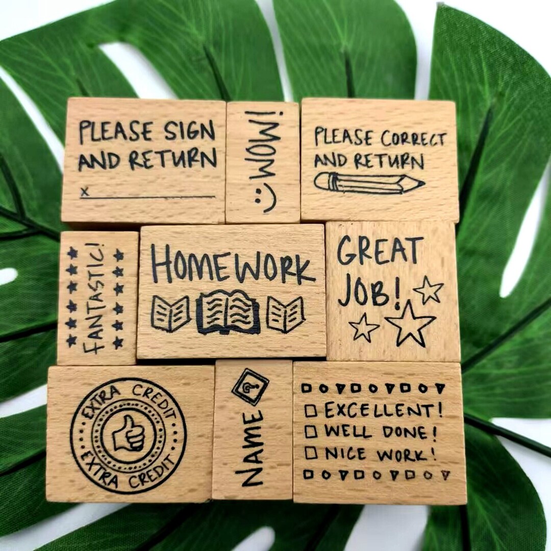 Lovely Planner Stamps Set of 9 Pcs Wood Rubber Stamps for Journal Dairy ...