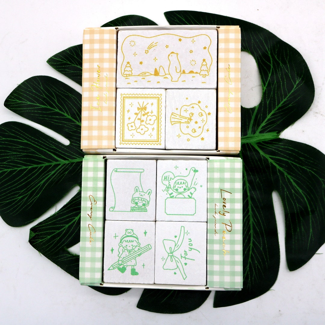 Cute Wood Rubber Stamp Set for Diary Journal Decorating Scrapbooking ...