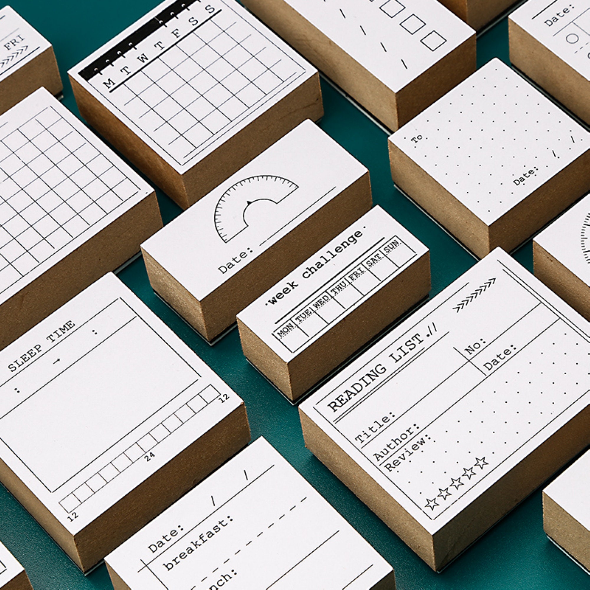 Planner Rubber Stamp Set Date Weekly Month Tracker Clock in | Etsy Canada