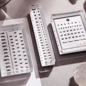 Calendar Clock in Stamp Week Month Date Stamp Planner Diary Journal ...