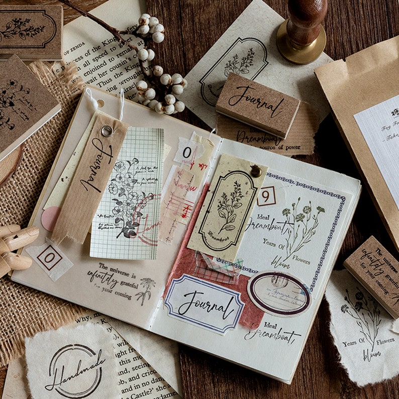 Floral Wood Rubber Stamps Frame Border Stamp Stamp for Art | Etsy