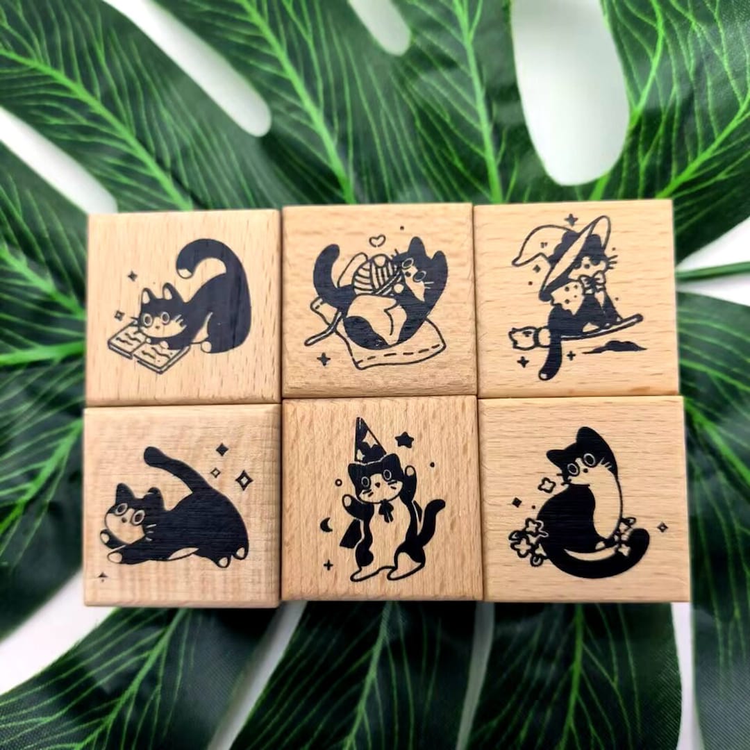 Cats Wood Rubber Stamp: Kitten Card Making Scrapbooking Journaling ...
