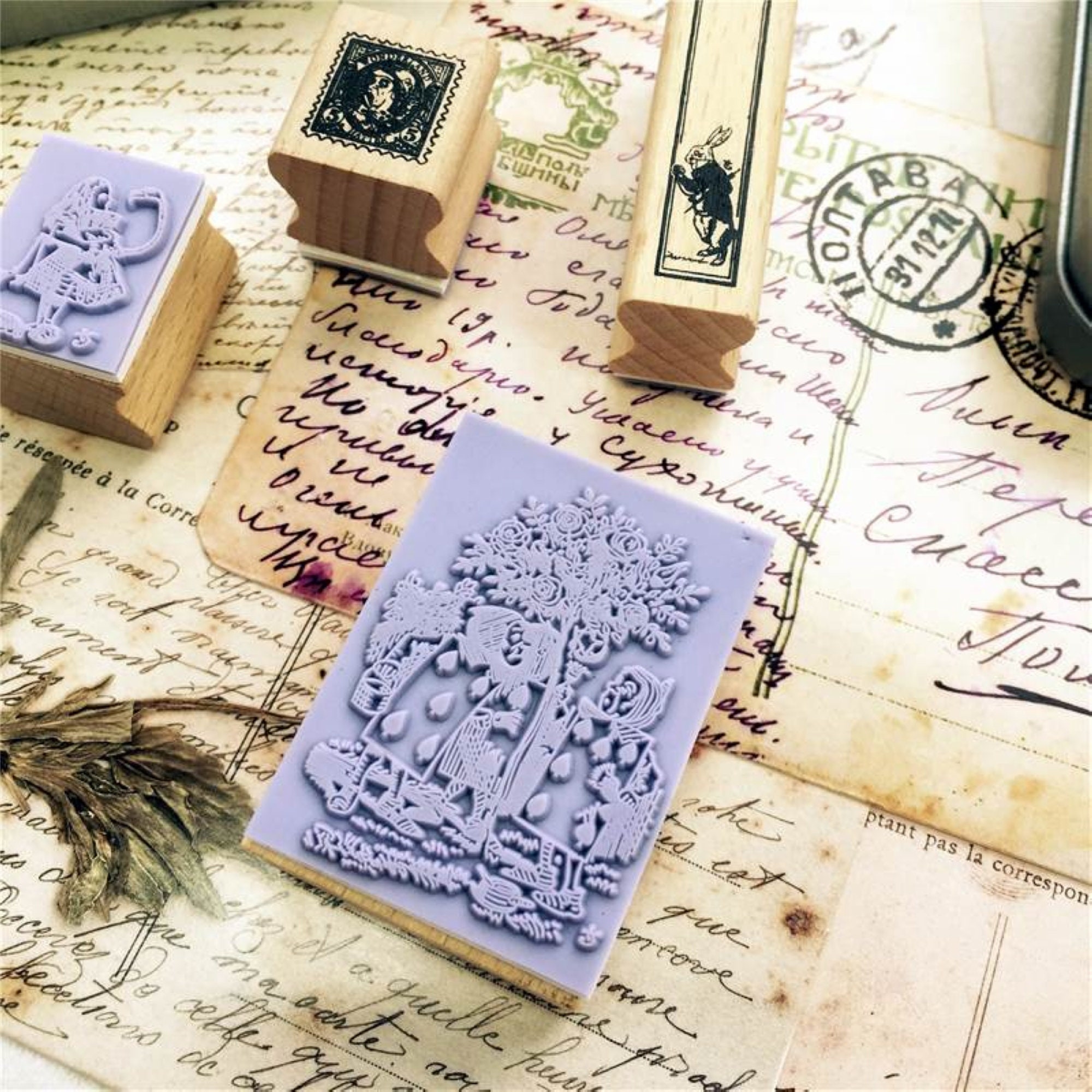 Retro Wooden Rubber Stamp Set With Tin Box for Kids Cute Girl - Etsy