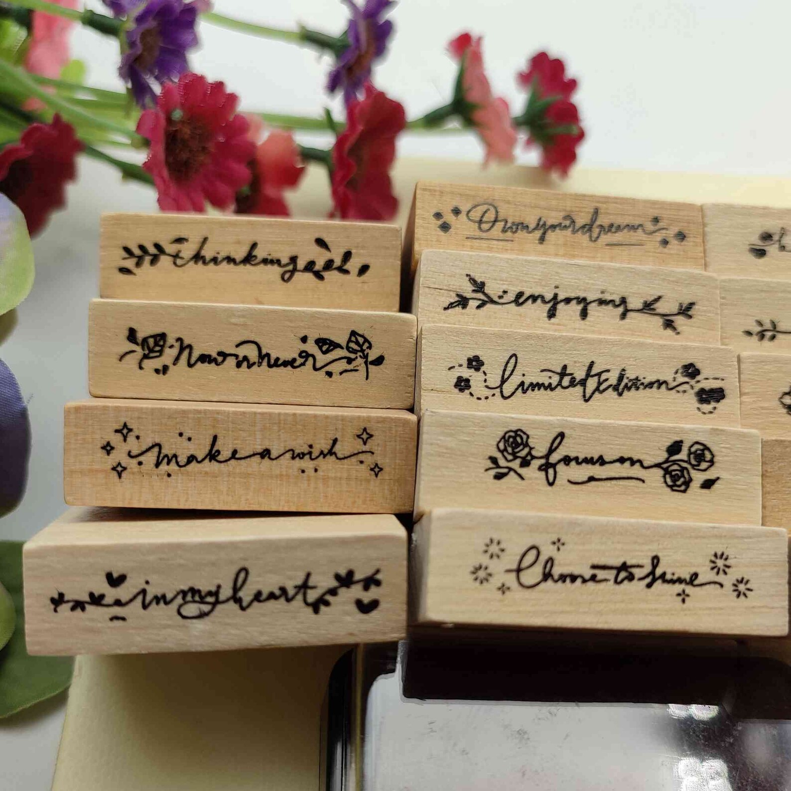 Creative Floral Greeting Wood Rubber Stamp for Card Making - Etsy