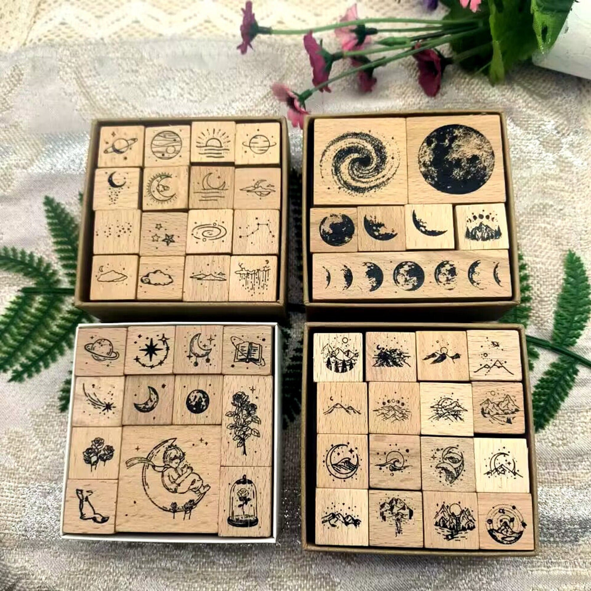 Moon Stars Wood Rubber Stamps Set for Card Making Scrapbooking - Etsy UK