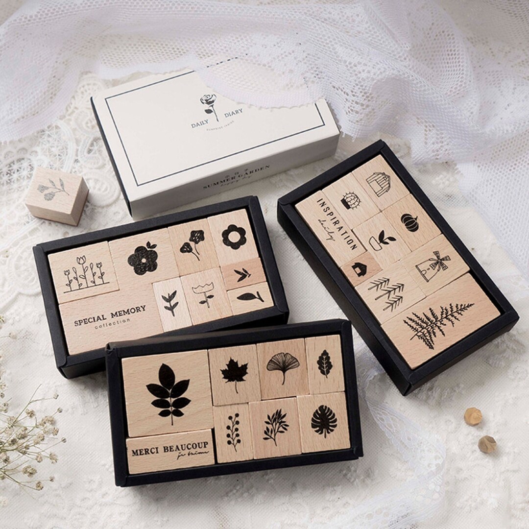 Leaves Wood Rubber Stamps Kit Flower Stamps for Card Making - Etsy