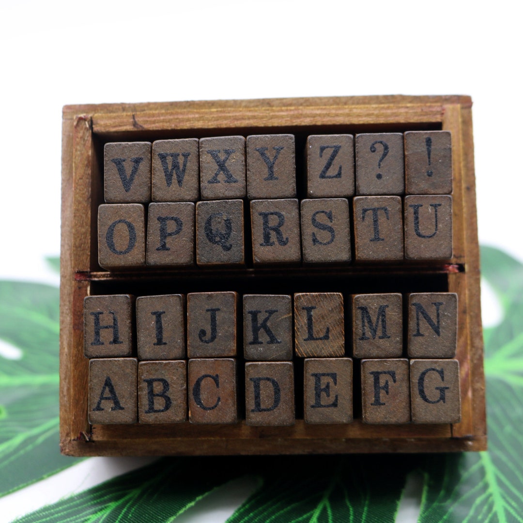 28 Pcs Rubber Alphabet Stamps Set Diary Stamps With Wood Box Letter ...