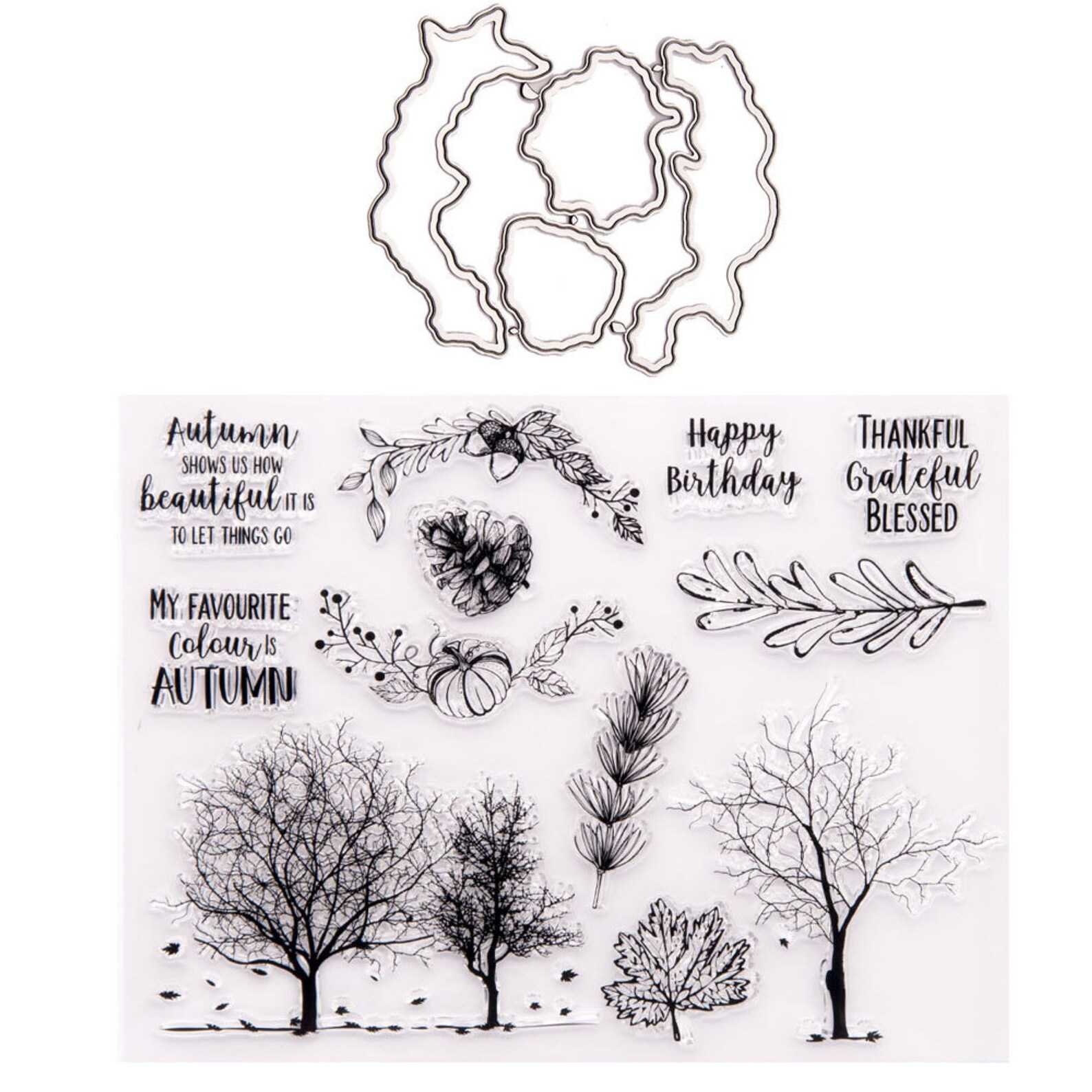 Autumn Theme Stamps and Cutters Set for Card Making | Etsy