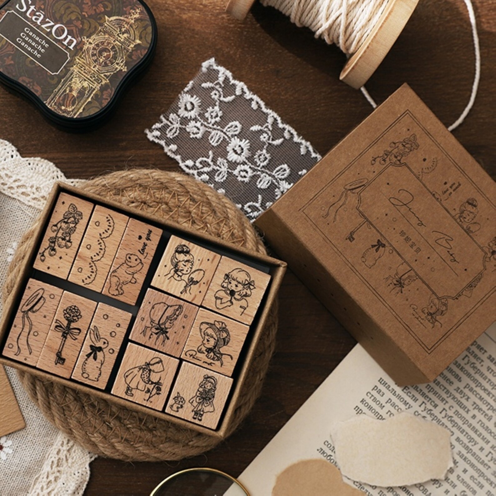 Cute Wooden Stamp Set Numbers Date Floral Star 6 Style for - Etsy