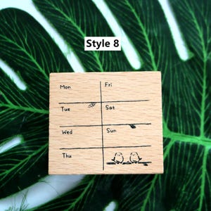 Schedule Planner Wood Rubber Stamp Message List Month Date Stamp Card ...