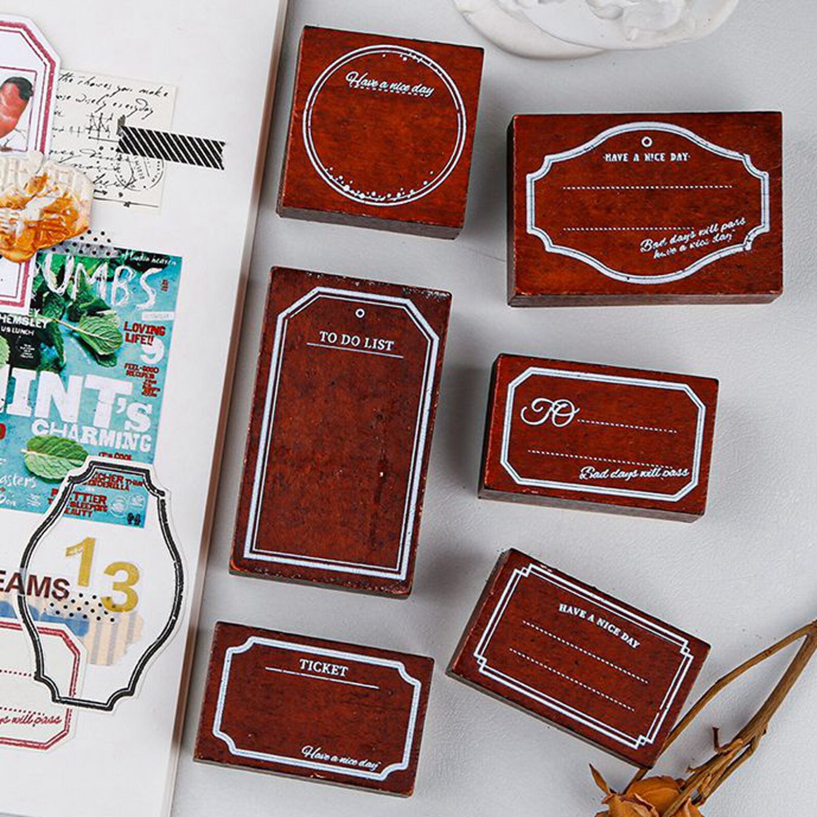 Border Frame Wood Rubber Stamp for Tags Labels Card Making | Etsy