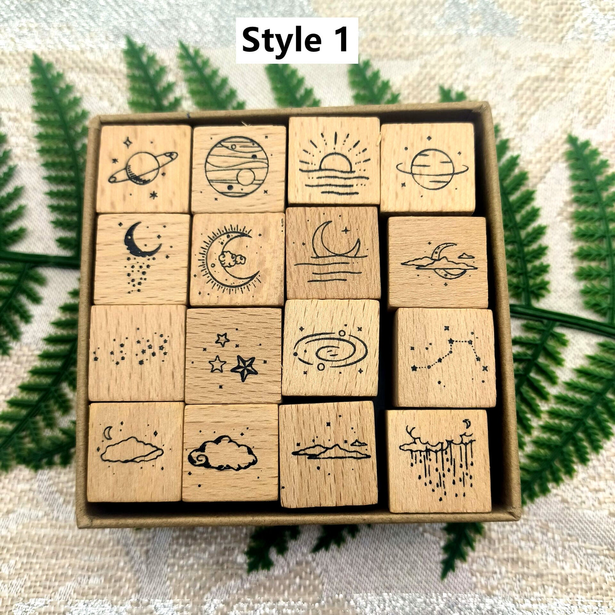 Moon Stars Wood Rubber Stamps Set for Card Making Scrapbooking - Etsy UK
