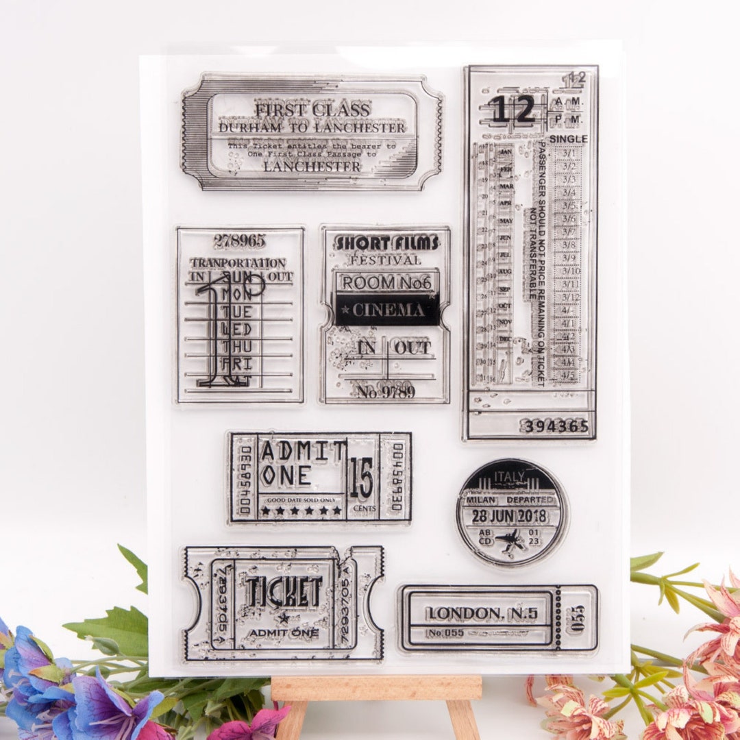 Clear Vintage Ticket Stamp Kit for Planner Diary Journal - Etsy