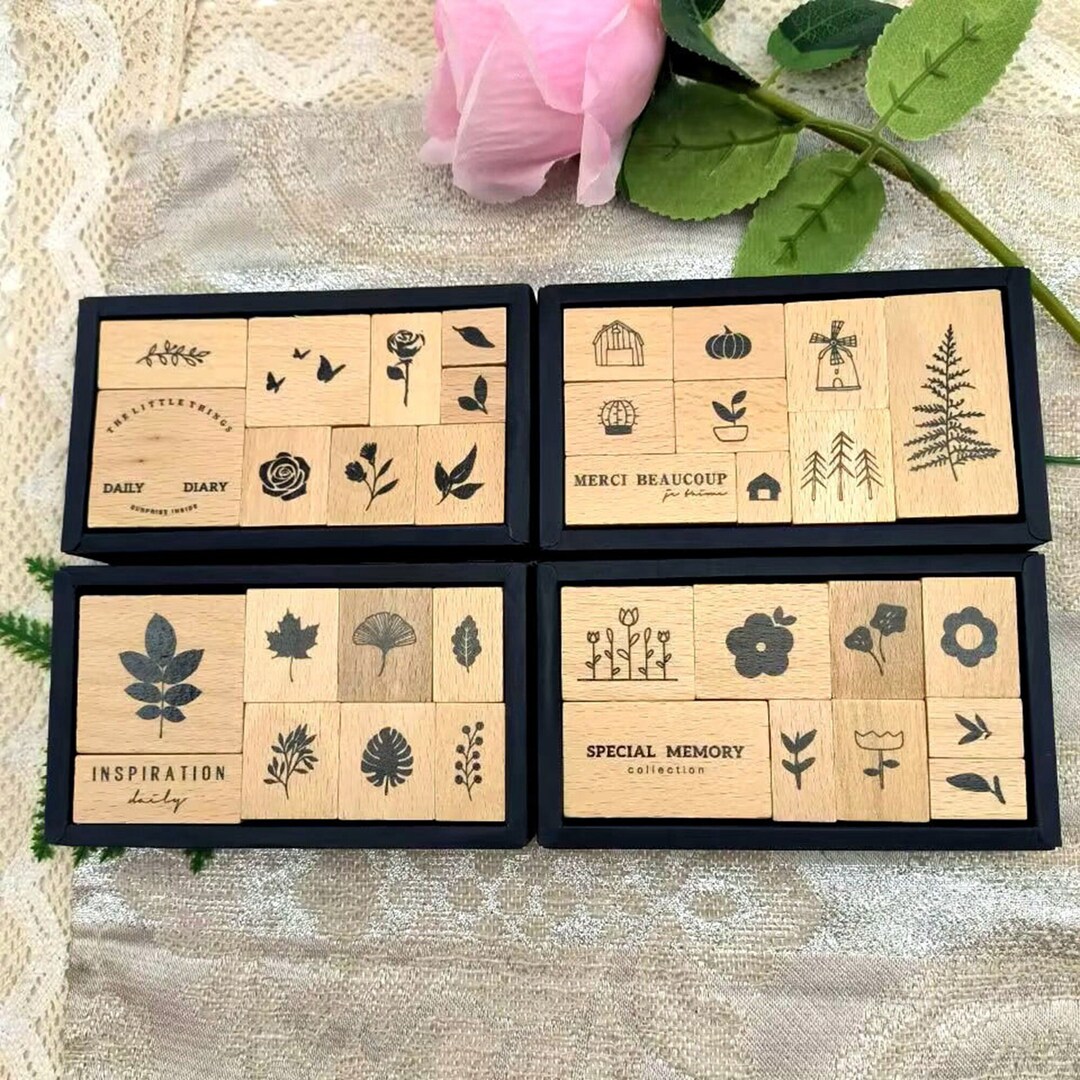Leaves Wood Rubber Stamps Kit Flower Stamps for Card Making - Etsy