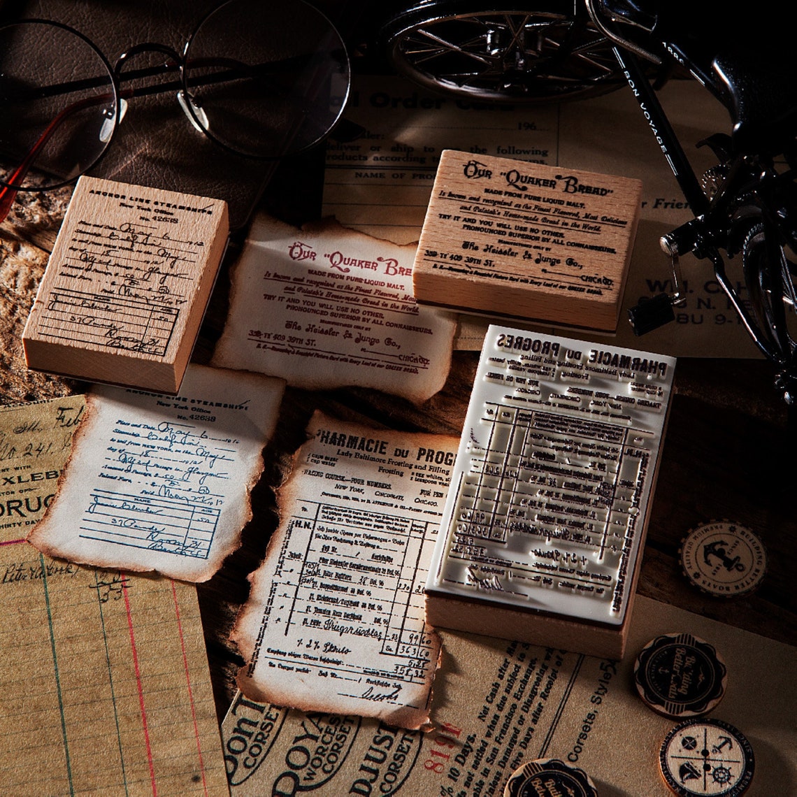 Vintage Bill Stamp Wooden Rubber Stamp Note Voucher Receipt 9 | Etsy