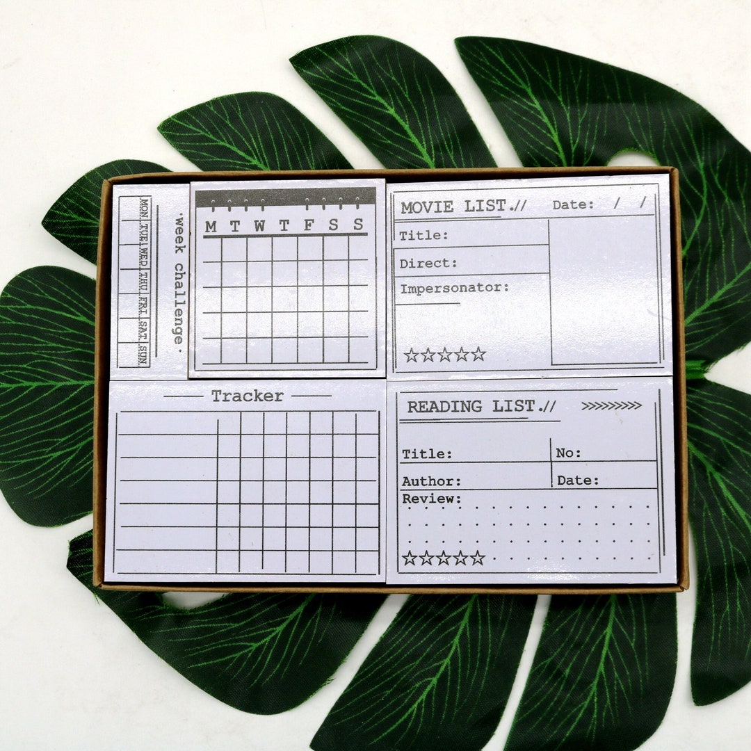Planner Stamp Set Date Weekly Month Tracker Clock in Plann Wooden ...