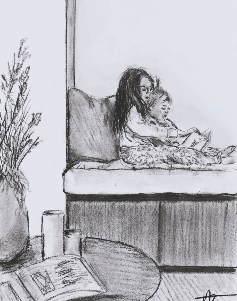 Sisters Drawing Print - Etsy