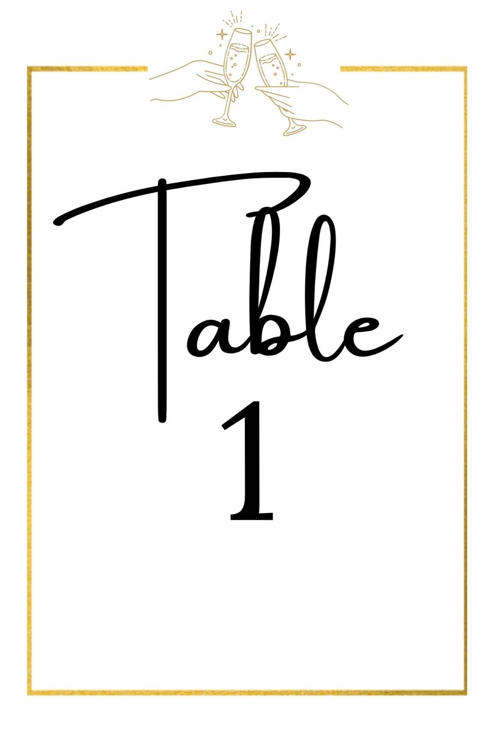 Champagne Table Numbers Printable, Wedding Table Numbers, Printable ...