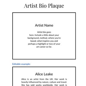 Art Label Description Display Card Templates for Professional Artists ...