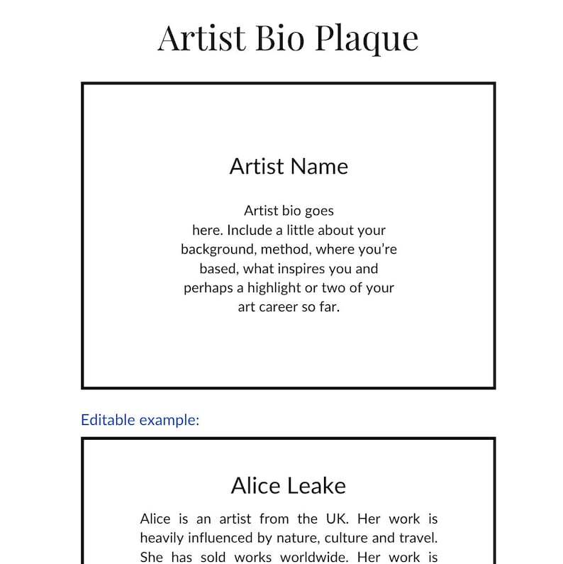 Art Label Description Display Card Templates for Professional Artists ...