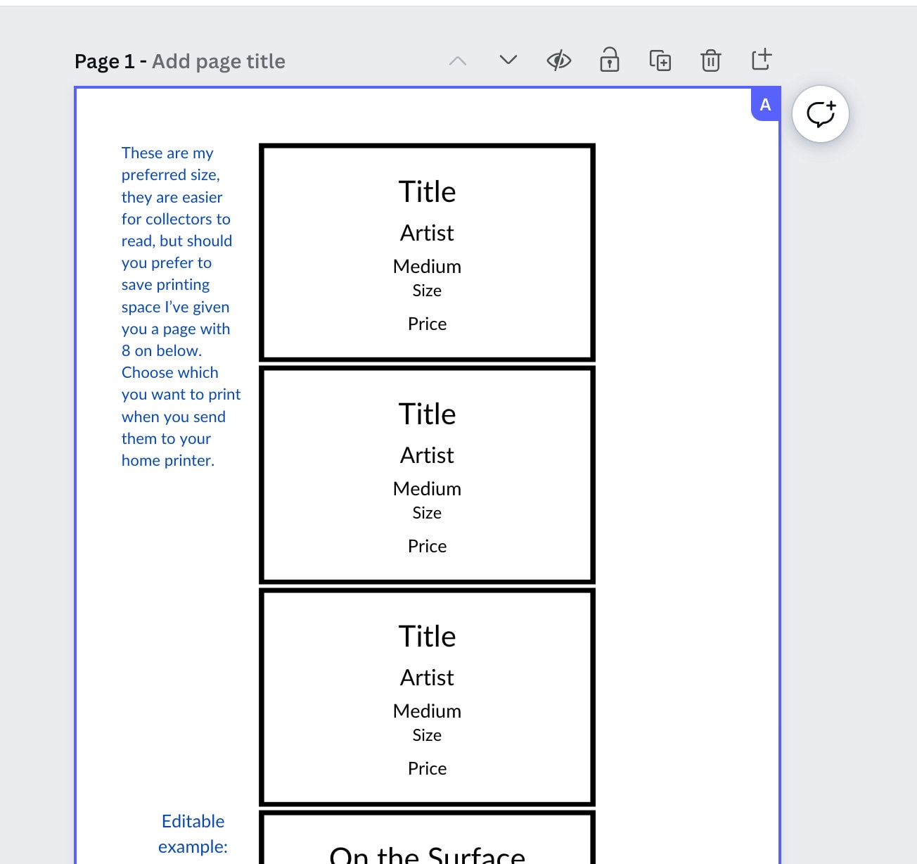 Art Label Description Display Card Templates for Professional Artists ...