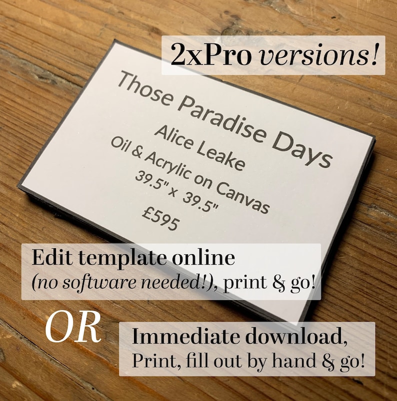 Art Label Description Display Card Templates for Professional Artists ...