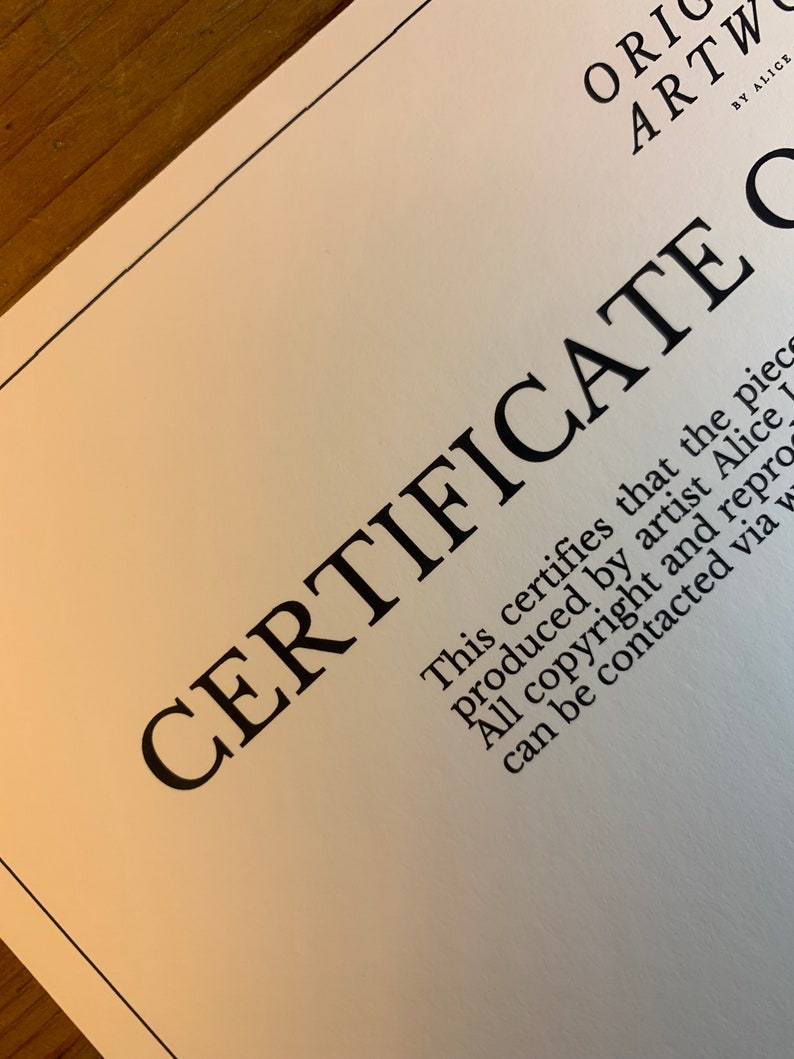Certificate of Authenticity, Original Art + Limited Editions ...