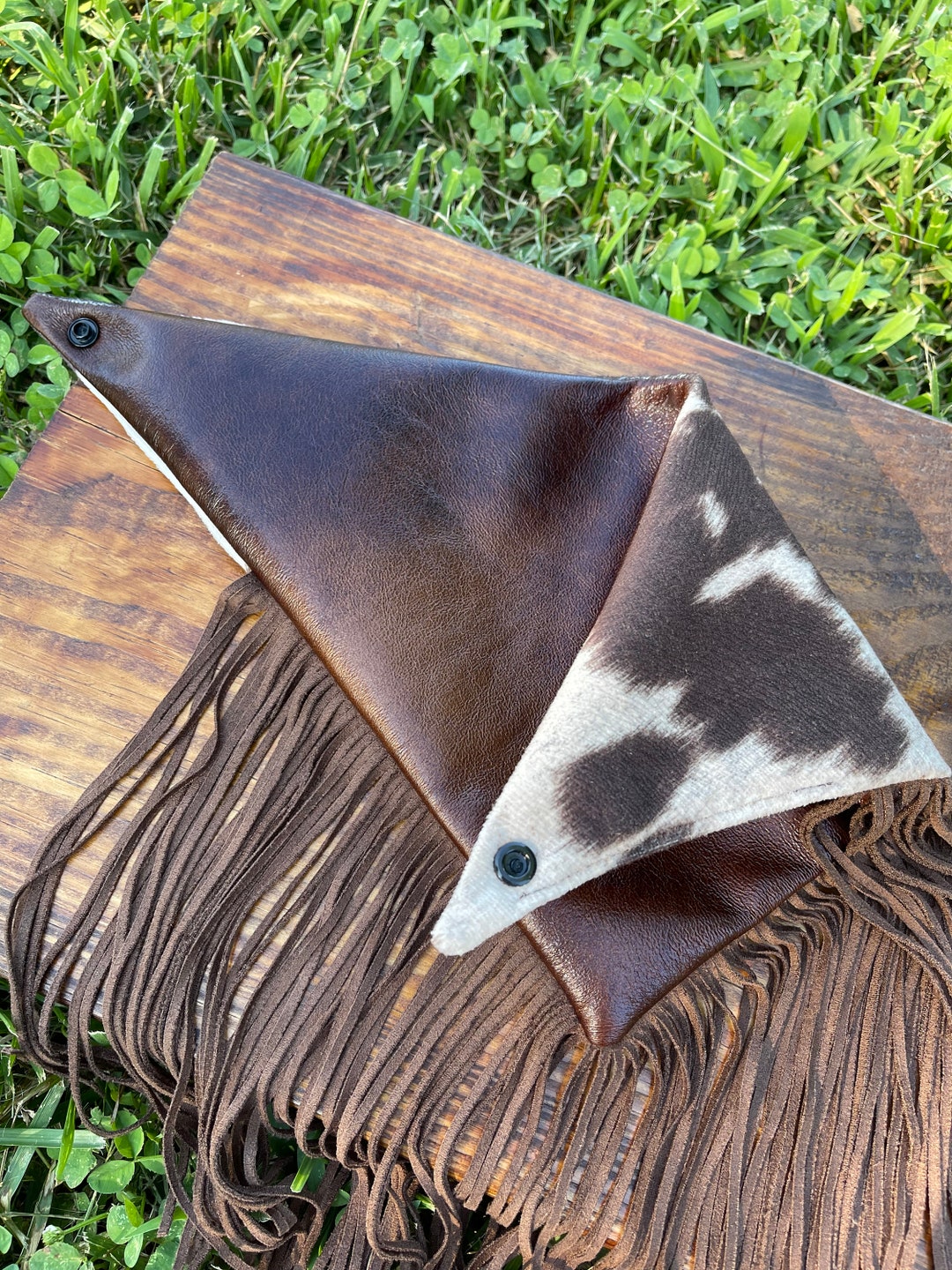 Reversible Leather and Cowhide With Trim Dog Bandana - Etsy
