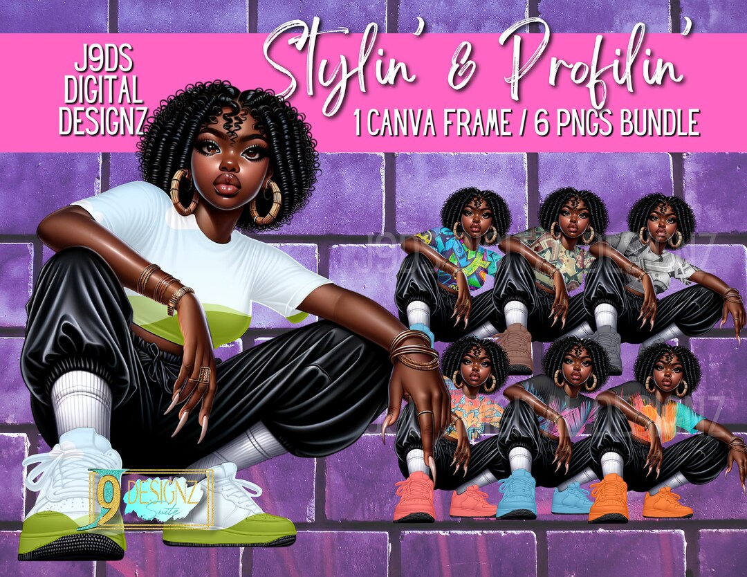 Canva Frames Bundle | African American Woman | Ai Art Drag and Drop for ...