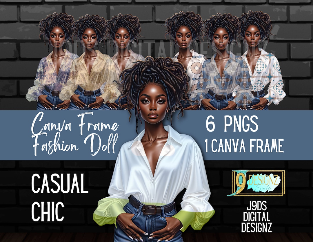 Canva Frames Bundle | Casual Chic African American Woman | Ai Art Drag ...