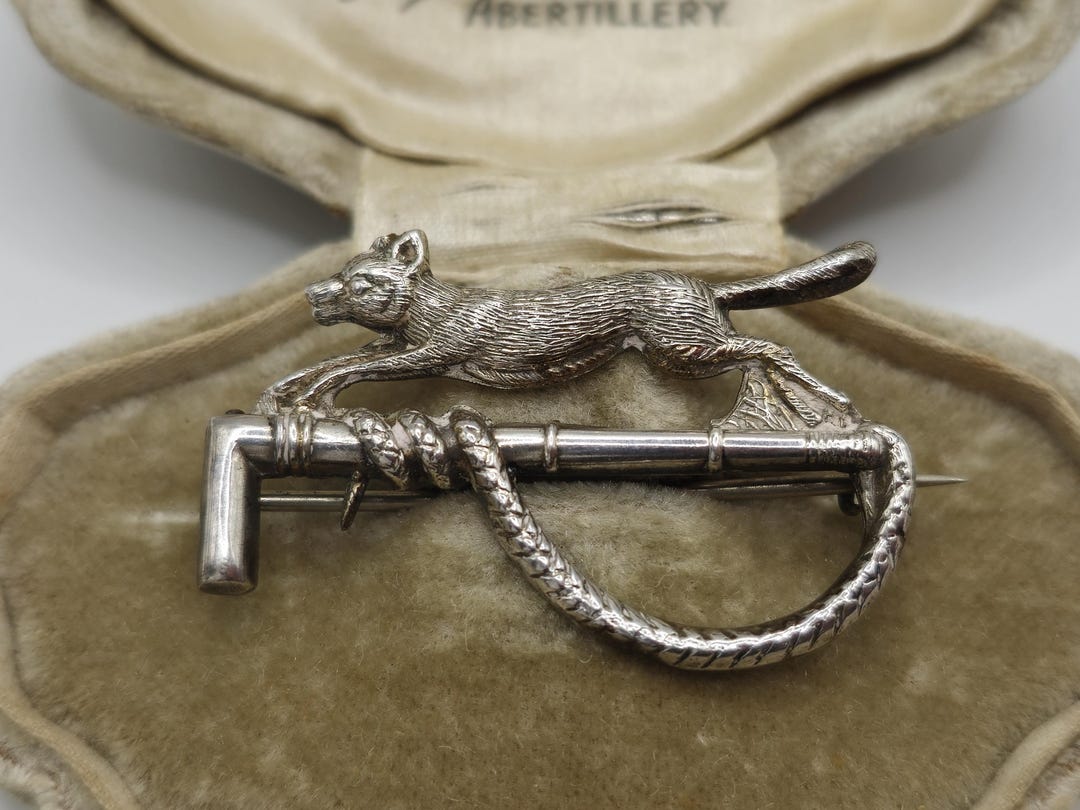 Antique Victorian Silver Fox Hunting Brooch - Etsy